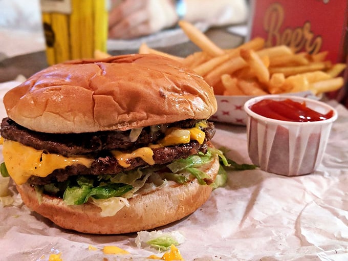 A burger that doesn't need fancy toppings or a clever name &ndash; just honest-to-goodness charcoal-grilled perfection with hand-cut fries on the side.