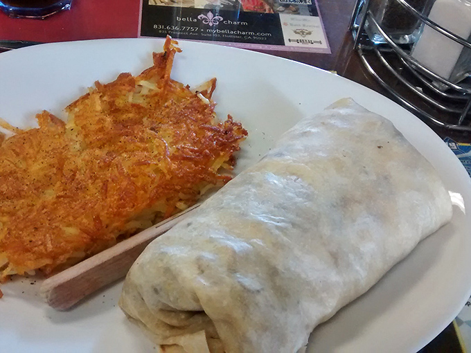A burrito and hash brown alliance that proves some of the best relationships are wrapped in flour tortillas.