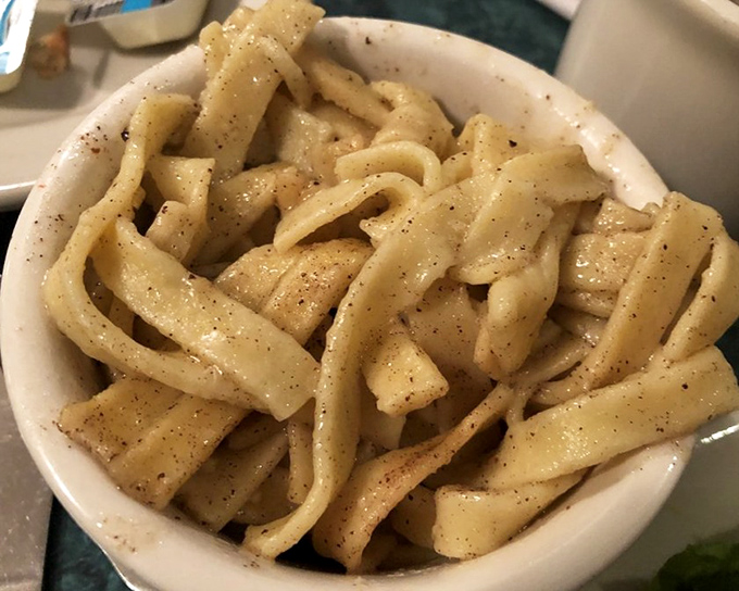 Buttered noodles sprinkled with pepper&mdash;proof that sometimes the simplest dishes require the most skill to perfect.