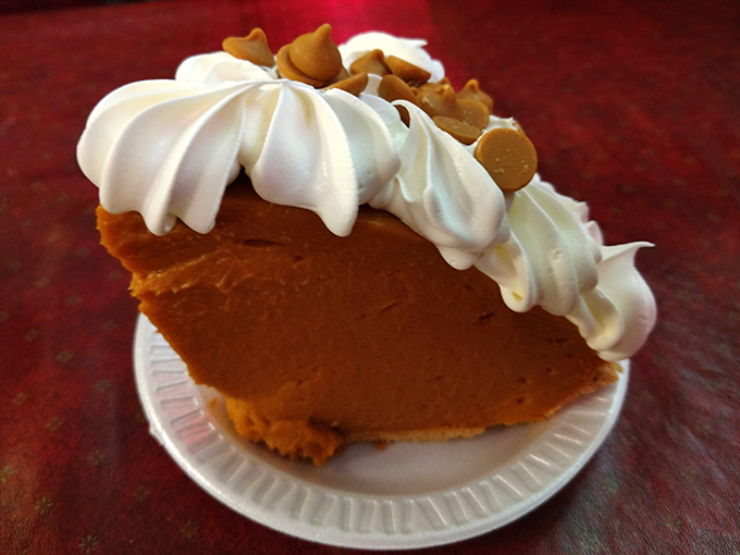 Pumpkin pie that would make your grandmother both jealous and proud. That mountain of whipped cream isn't just decoration&mdash;it's necessity.