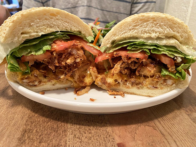 The sandwich that launched a thousand road trips. Seafood nestled in fresh bread with crisp veggies&mdash;simplicity at its most delicious.