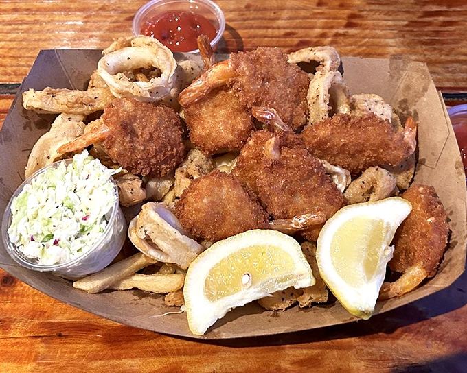 Tender rings meet plump shrimp &ndash; this combination plate proves variety really is the spice of seafood life.