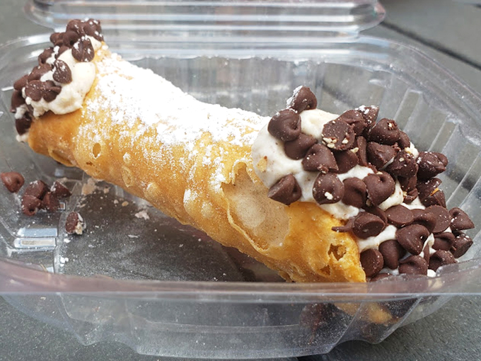 Cannoli shells filled with sweet ricotta and chocolate chips &ndash; because sometimes Tuesday needs a little Italian therapy.