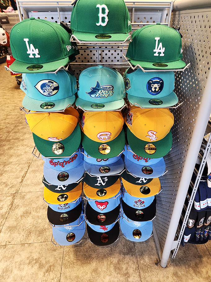 Baseball cap nirvana for the indecisive sports fan. Support your team or collect the rainbow&mdash;no judgment here.