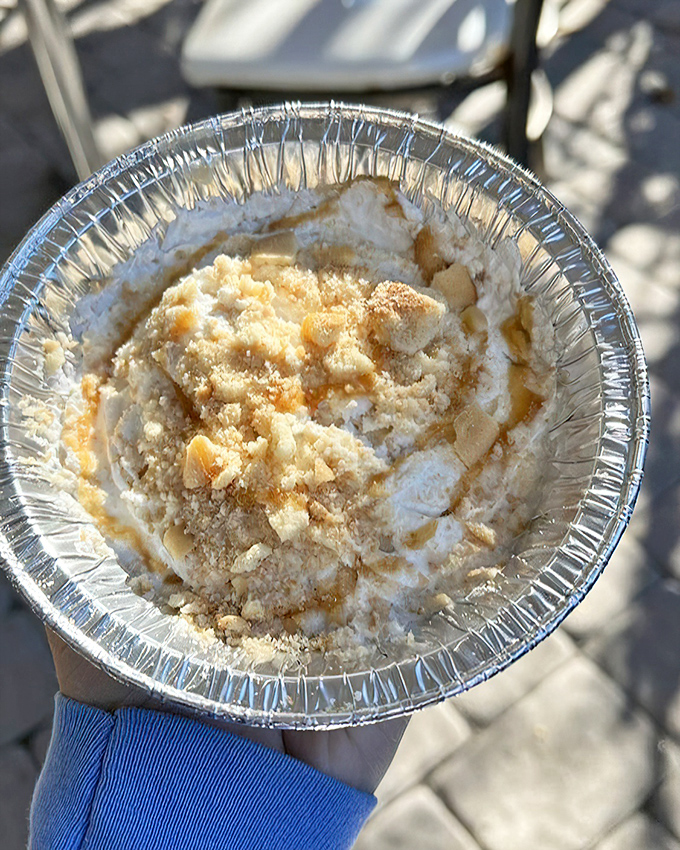 Banana pudding that makes you question why you've wasted time on lesser desserts. The crumbled topping adds textural contrast that'll haunt your dreams.
