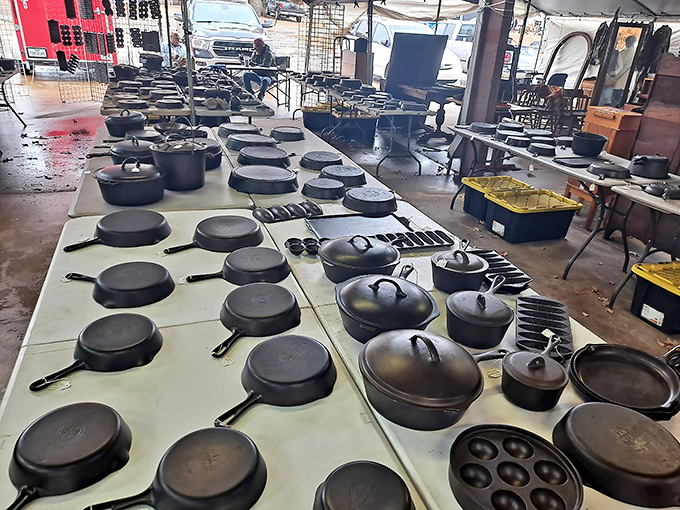 Cast iron heaven! These seasoned beauties have probably cooked more perfect cornbread than most of us will eat in a lifetime.