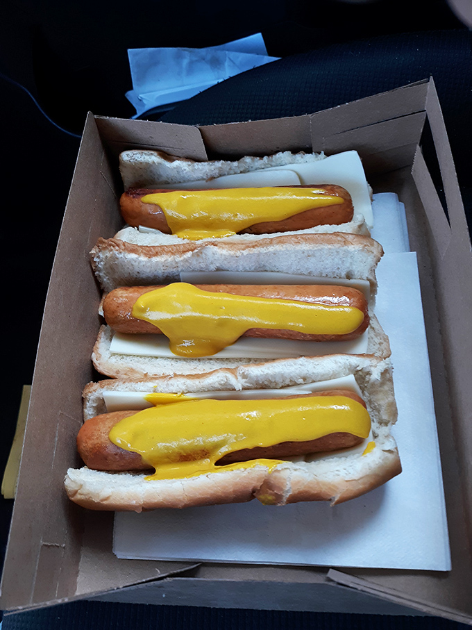 Simplicity elevated to art form. These cheese dogs with mustard prove that sometimes the classics need no improvement, just proper execution.