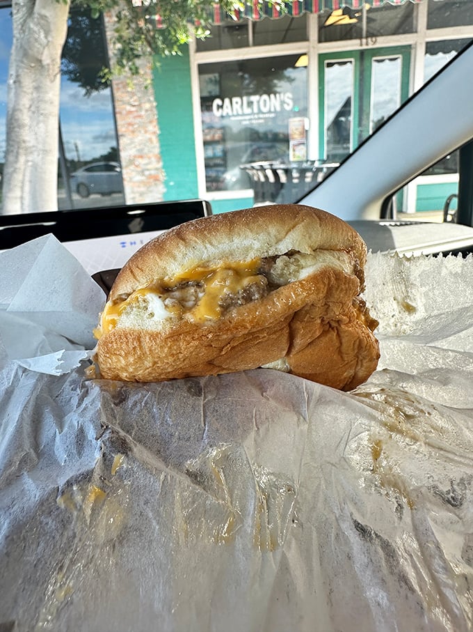 The cheese isn't just melted&mdash;it's surrendered completely to the burger. A beautiful union of dairy and beef that deserves a toast.