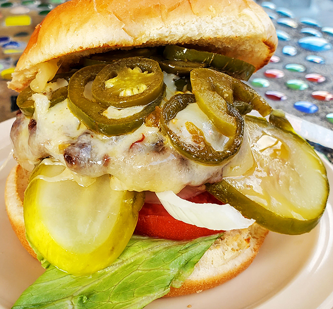 Jalape&ntilde;os and pickles add a zingy personality to this cheeseburger masterpiece. It's not showing off&mdash;it's just being delicious.