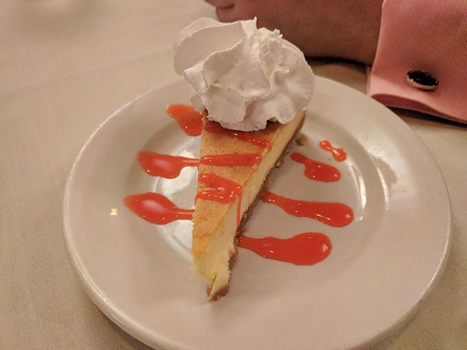 This cheesecake with raspberry sauce isn't just dessert&mdash;it's the encore after the main performance. Creamy, sweet, and just tart enough.