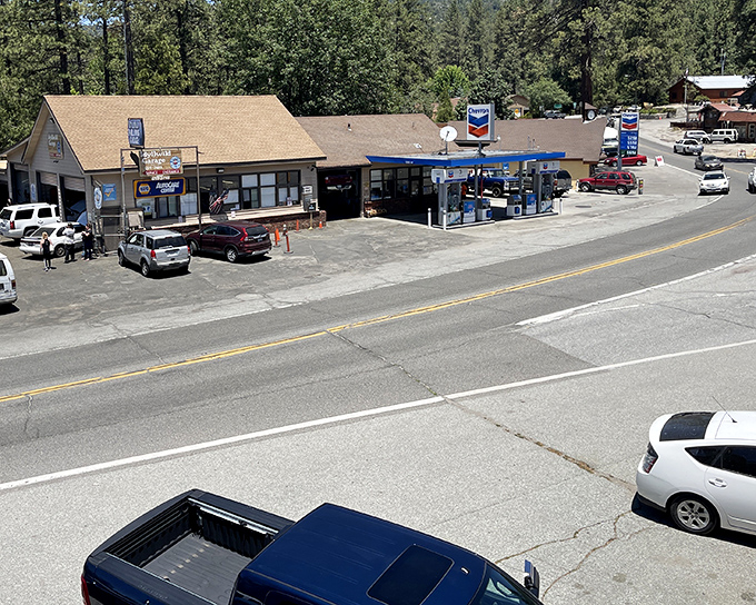 Even gas stations look charming in Idyllwild. When filling up means getting a dose of mountain views, nobody minds the pit stop.