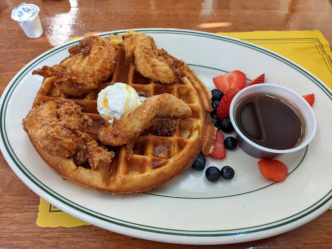Chicken and waffles: the breakfast equivalent of wearing a tuxedo with sneakers. Perfectly acceptable, wildly delicious, and impossible to eat without smiling.