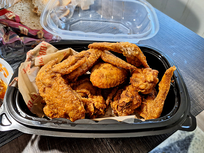 Forget dainty dining&mdash;these wings demand commitment. The golden crust gives way to juicy meat that's traveled through smoke to reach your plate.