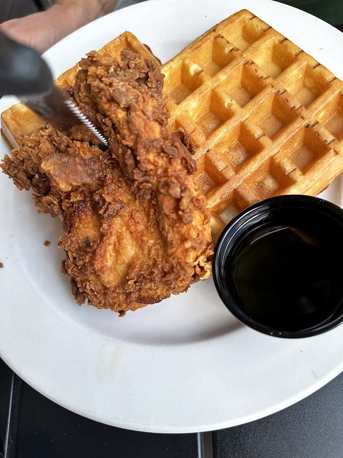 Chicken and waffles: the breakfast equivalent of a power ballad. Crispy, sweet, savory, and unapologetically indulgent.