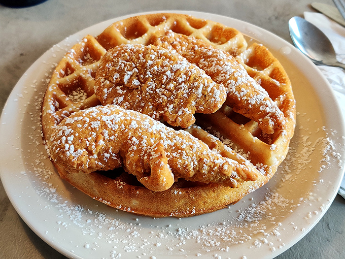 Chicken and waffles: the breakfast-meets-dinner collaboration nobody asked for but everyone thanks the culinary gods for inventing.