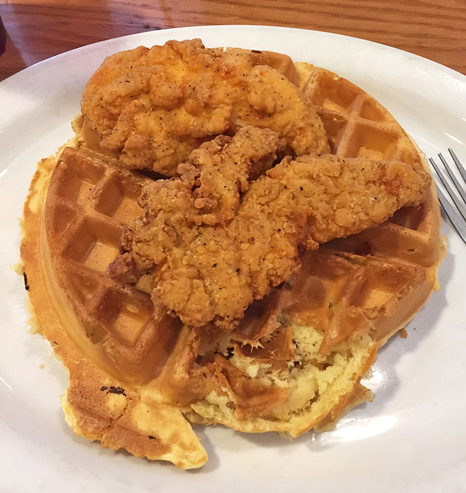 Chicken and waffles: the breakfast-meets-dinner combination that proves some of the best relationships are unexpected ones.