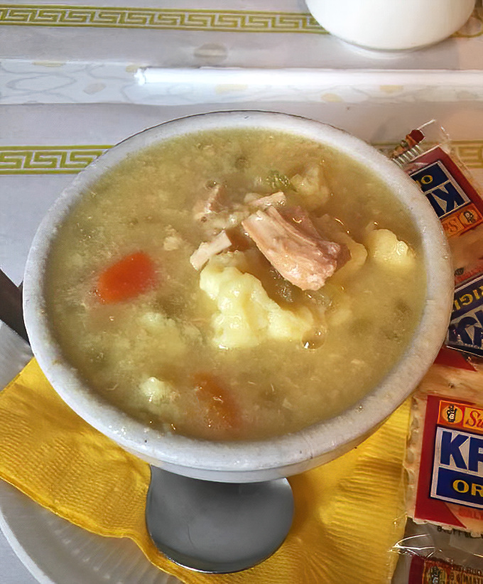 Fred's Famous Chicken Dumpling soup&mdash;where chunks of tender chicken and pillowy dumplings swim in broth that tastes like your grandmother's kitchen on a Sunday.