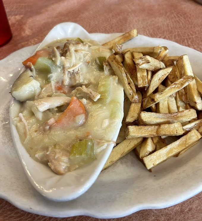 Not just chicken pot pie&mdash;it's Pennsylvania Dutch-style comfort in a bowl, where vegetables and chicken swim in gravy alongside hand-rolled dumplings.
