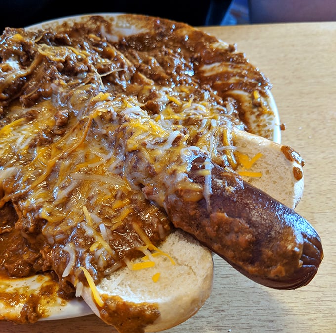 When a hot dog disappears beneath this much chili and cheese, it's not hiding&mdash;it's becoming part of something greater than itself.