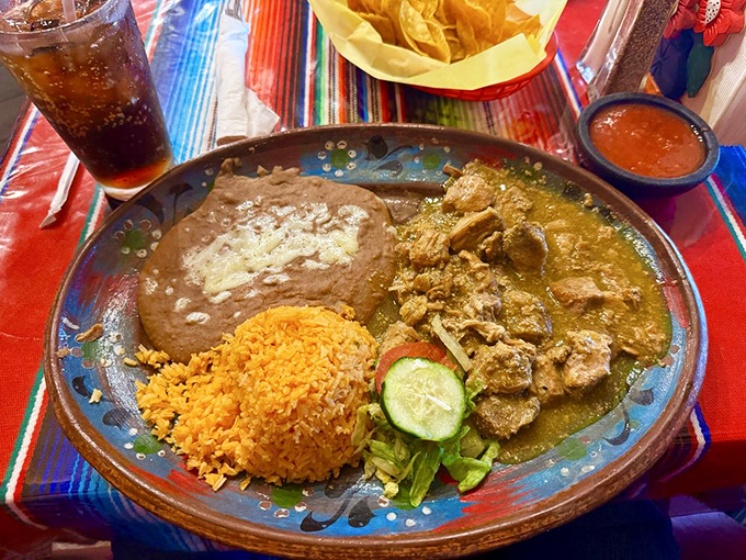The legendary chili verde: tender pork swimming in a sea of green chile bliss.