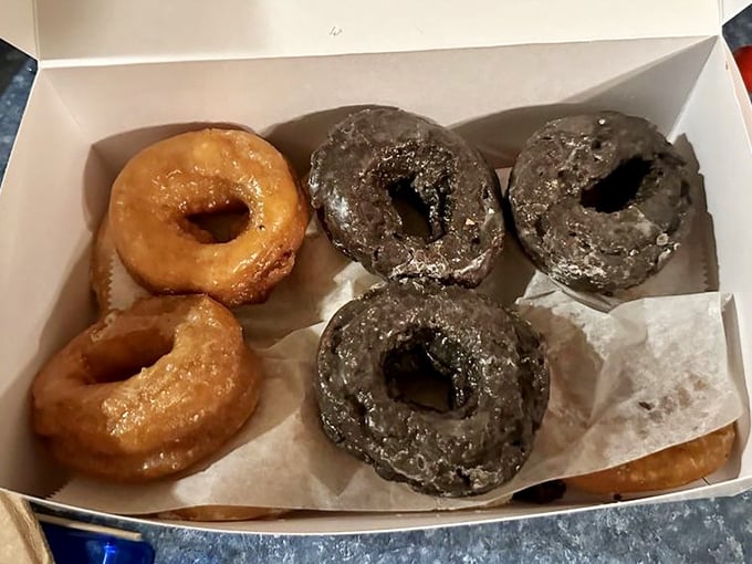 The classic combination&mdash;golden glazed and chocolate cake donuts. Like Batman and Robin of the pastry world, they're the dynamic duo we deserve.