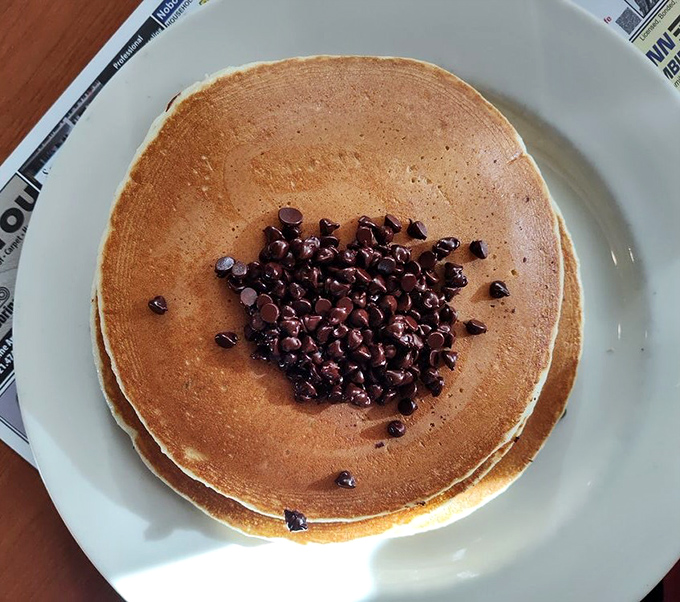 Chocolate chip pancakes that prove sometimes breakfast should absolutely taste like dessert.