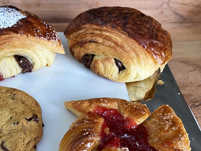 Layers upon layers of buttery perfection. These croissants don't just flake&mdash;they shatter with delicate precision, revealing pockets of chocolate treasure within.