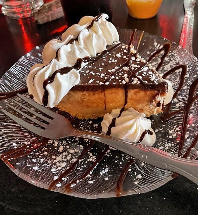 Chocolate peanut butter pie that makes sharing impossible. The whipped cream dollops are just showing off at this point.
