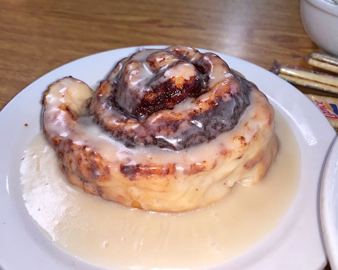 That cinnamon roll is bigger than a steering wheel and twice as likely to drive you crazy.