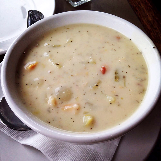 Clam chowder so authentic it should come with its own foghorn. Creamy, chunky, and worth every spoonful.