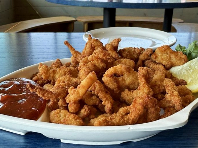 Golden-fried clam strips: the potato chip of the sea. Impossible to eat just one without reaching for another.