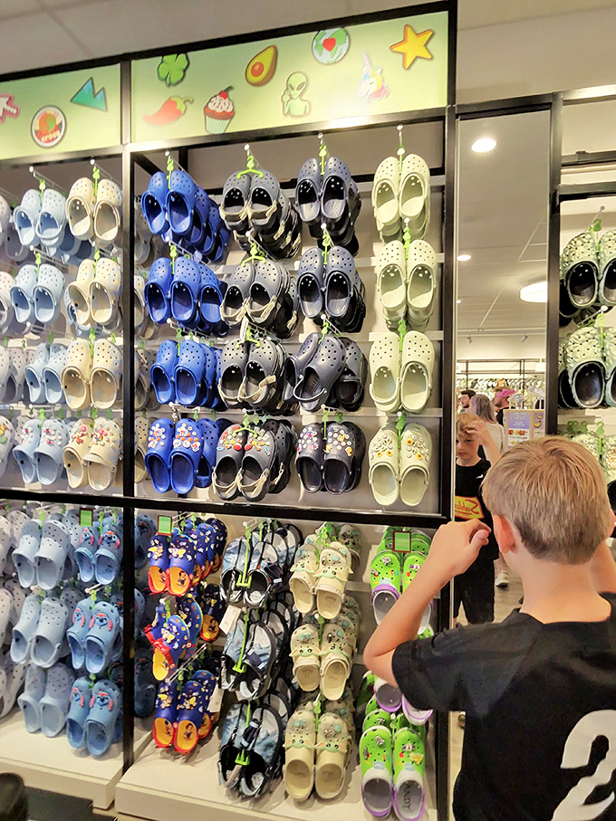 The colorful Crocs display is like a candy store for feet &ndash; irresistible, slightly quirky, and guaranteed to make at least one family member say, "You bought those?"