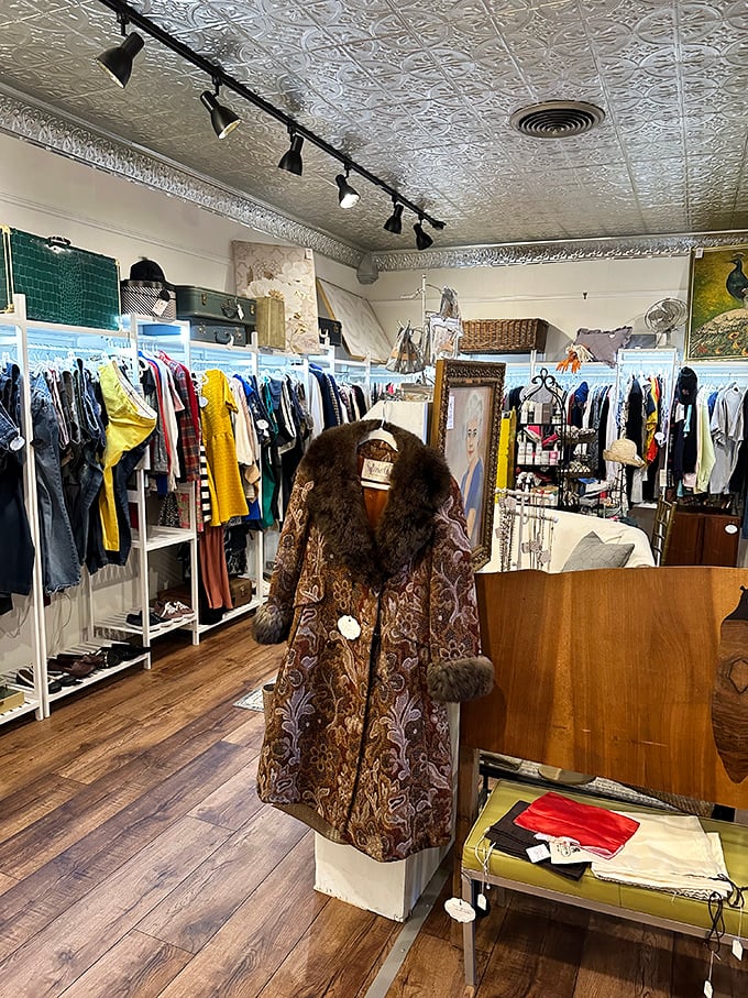 That fur-trimmed vintage coat isn't just clothing; it's a time machine to cocktail parties of decades past.