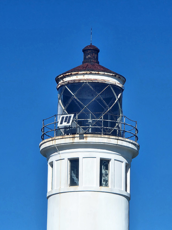 The lantern room's diamond pattern isn't just pretty&mdash;it's practical. Like eyeglasses for a lighthouse, helping sailors see their way home.