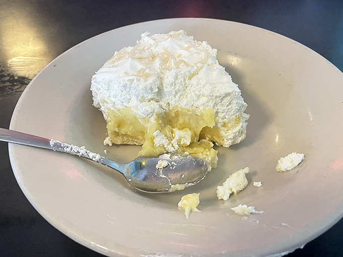 Coconut cream pie that would make your grandmother both proud and jealous. Cloud-like meringue hiding creamy treasure below.