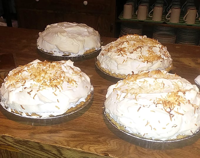 Coconut cream pies with mile-high meringue that would make your grandmother both jealous and proud. Cloud-like perfection topped with toasted coconut.