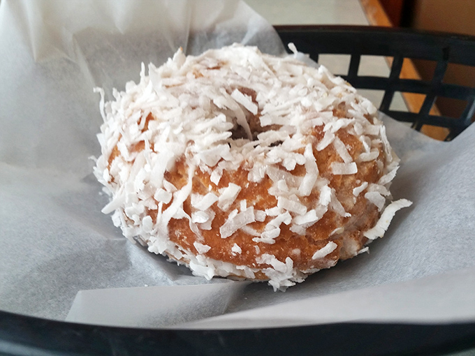 Coconut donut nirvana. Like a tropical vacation for your taste buds, without the sunburn or awkward tan lines.