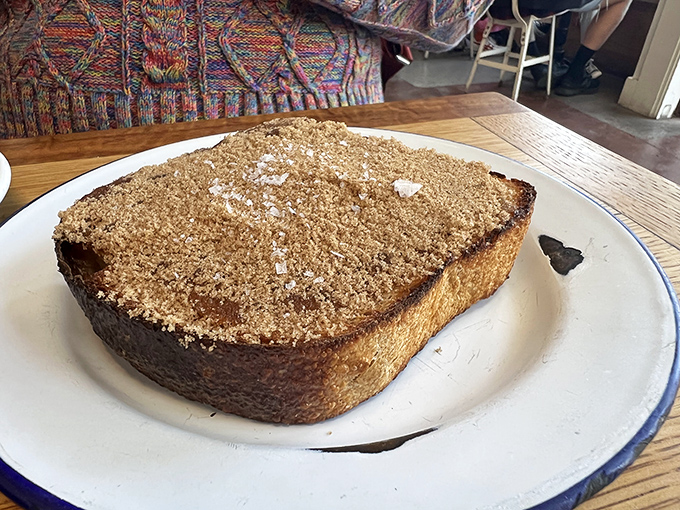 Cinnamon sugar toast that makes you wonder why you ever bothered with cereal. Childhood nostalgia with a PhD in deliciousness.
