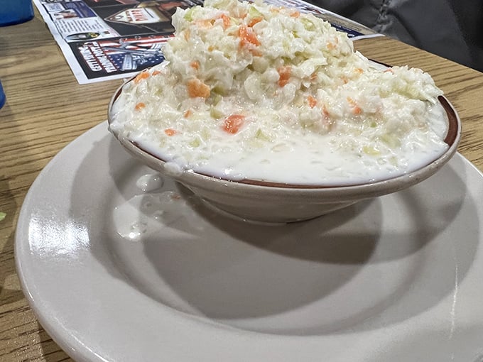 Coleslaw that doesn't know it's a side dish&mdash;it thinks it's the main event. Creamy, crunchy, and studded with carrots like little orange jewels.