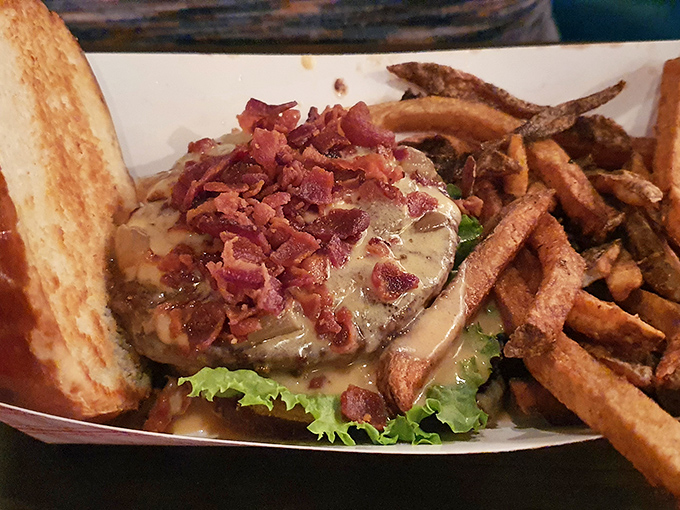 This burger doesn't just come with bacon&mdash;it celebrates it. Paired with those hand-cut fries, it's the kind of meal that makes you want to write thank-you notes to farmers.