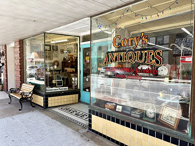 Cory's Antiques showcases treasures behind gleaming windows, where yesterday's ordinary objects become today's conversation pieces worth driving home with.