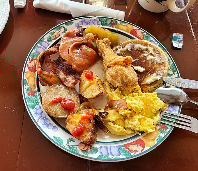 The breakfast plate that launched a thousand food dreams&mdash;country ham, eggs, and all the fixings arranged like a Southern still life.