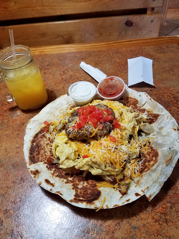 The Cowboy Breakfast Burrito&mdash;where scrambled eggs, cheese, and a flour tortilla become something worth crossing county lines for.