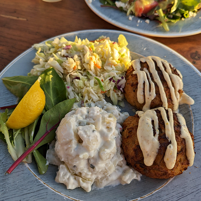 Crab cakes that are actually crab (imagine that!), served with coleslaw that doesn't feel like an afterthought&mdash;Florida's seafood game at its finest.