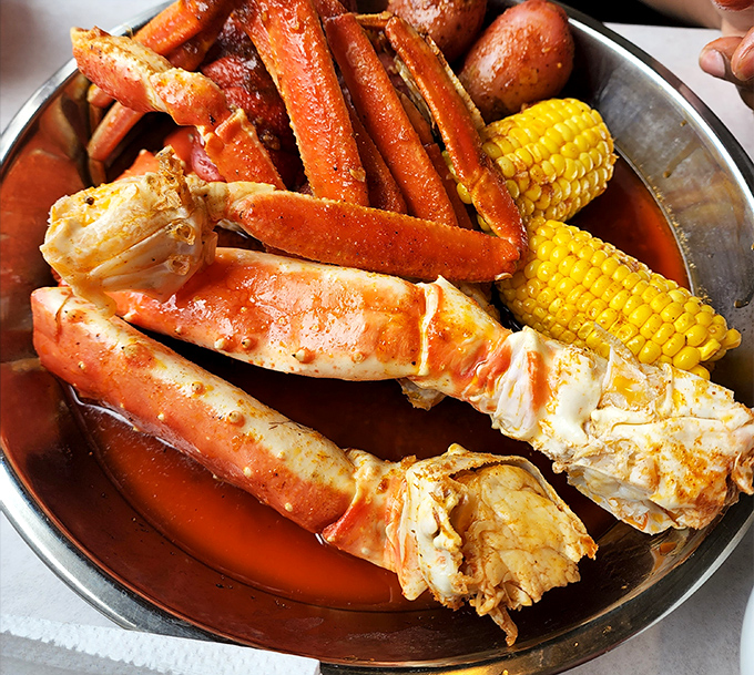 King crab legs splayed majestically in their crimson glory&mdash;the seafood equivalent of rolling out the red carpet for your taste buds.