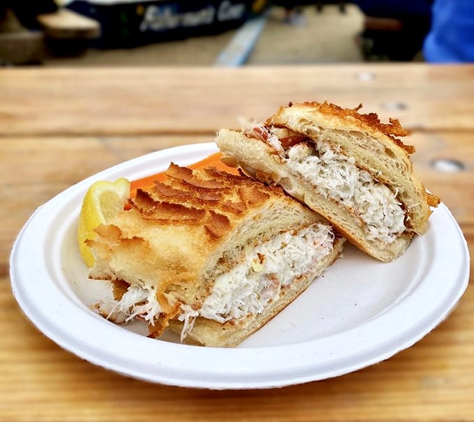 Behold the crab sandwich in its natural habitat&mdash;simple white bread letting chunks of sweet Dungeness crab take center stage, like the supporting actor who knows the star needs room.