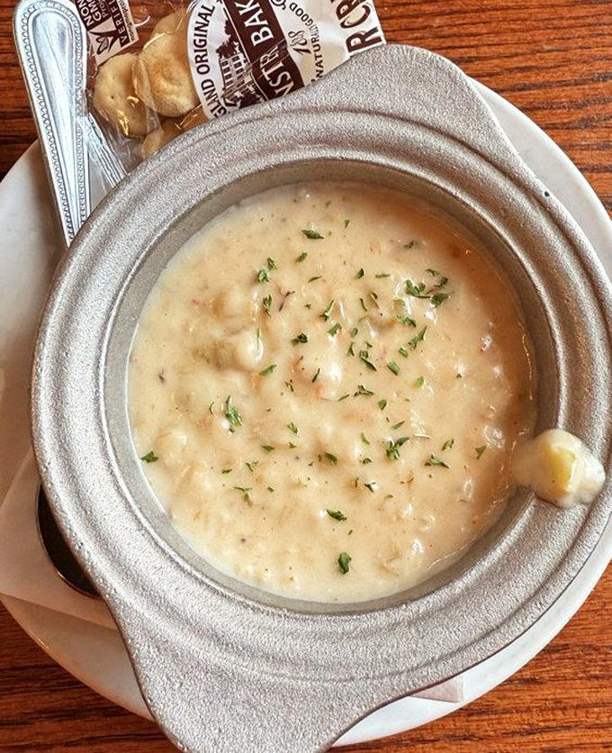 Seafood chowder so rich and creamy, you'll be tempted to ask for a straw. Spoons are just slowing down the inevitable journey to happiness.