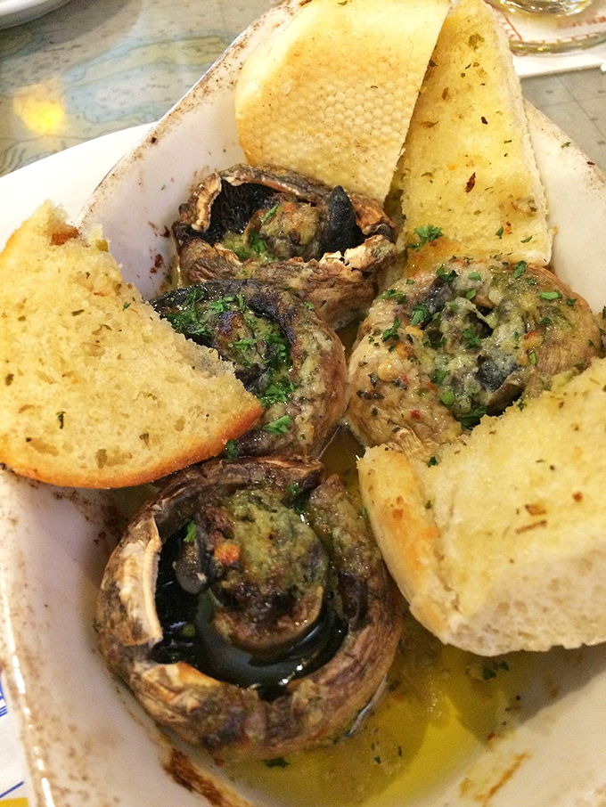 Stuffed mushrooms that make vegetables feel like an indulgence. The garlic butter alone would make these worth the drive.