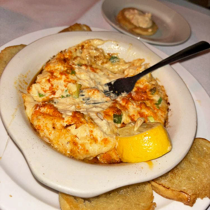 Golden-brown with melted cheese that stretches with each scoop&mdash;this isn't just a dip, it's the opening act that threatens to upstage even the headlining steaks.