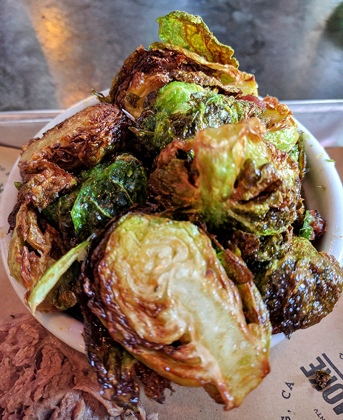 Brussels sprouts that have undergone a transformation more dramatic than any Hollywood makeover &ndash; crispy, caramelized, and completely irresistible.